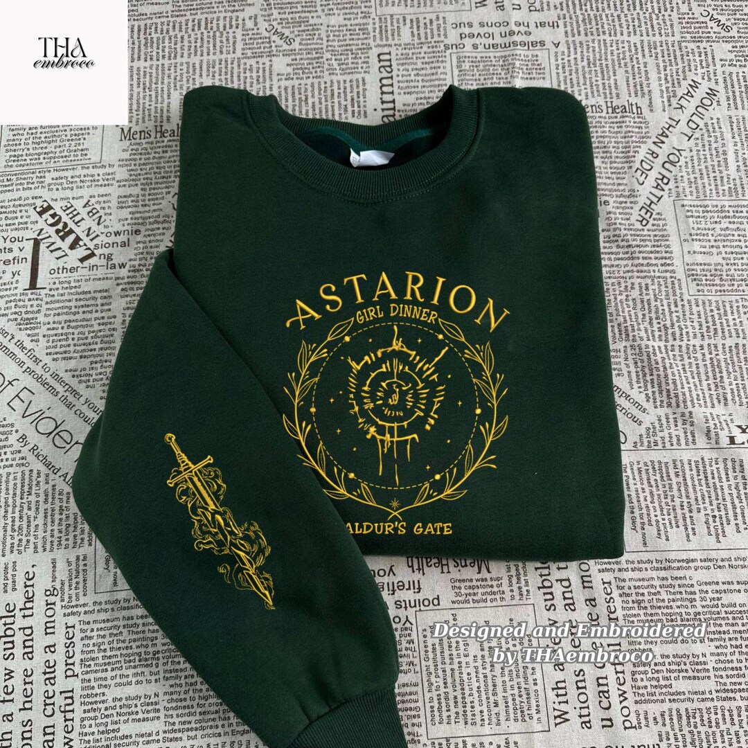 Astarion Girl Dinner Embroidered Sweatshirt and Hoodie, Baldur's Gate 3 ...