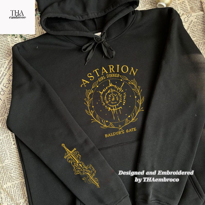 Astarion Girl Dinner Embroidered Sweatshirt and Hoodie, Baldur's Gate 3 ...
