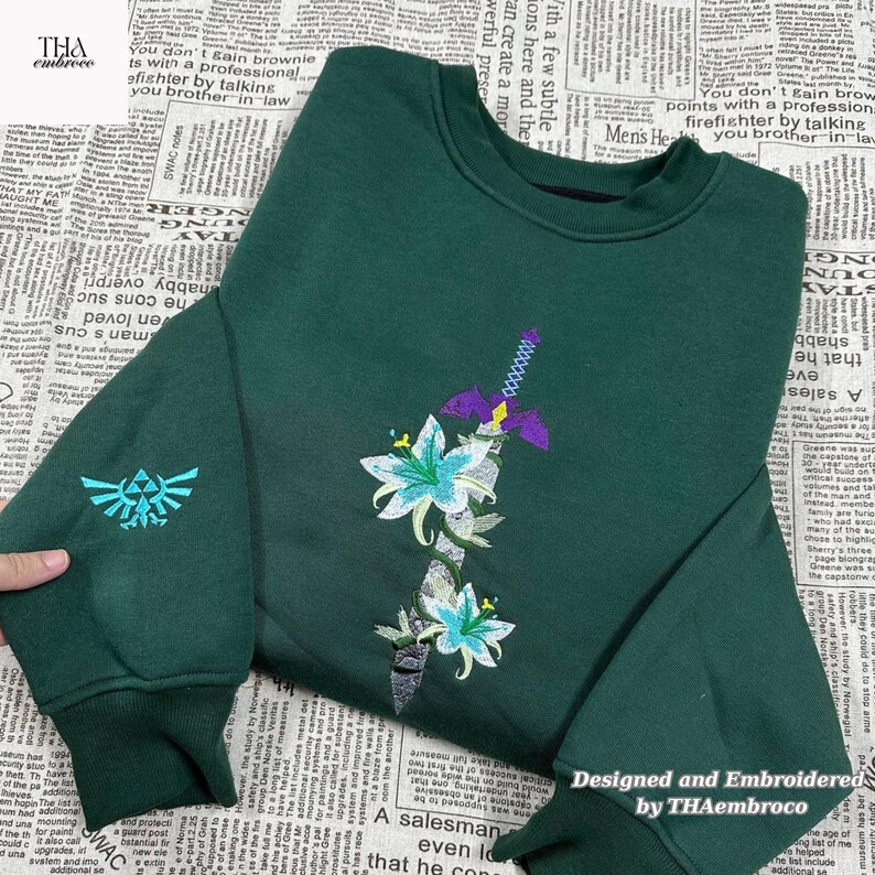 Master Sword Zelda Embroidered Sweatshirt and Hoodie, Legend of Zelda ...