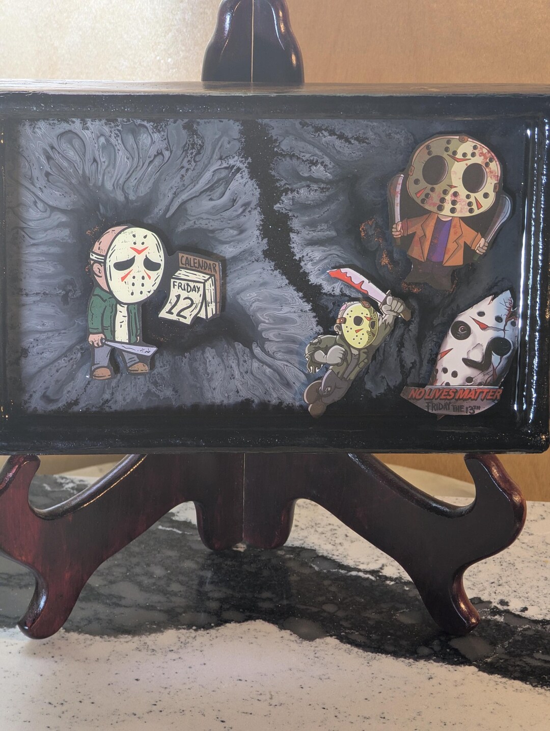 Horror Resin Tray: Handmade Gothic Decor, Jason Slasher Art - Etsy