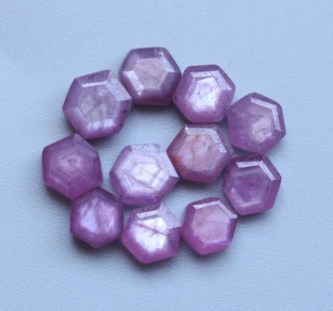11 PCS Raspberry Step Cut Gemstone, Natural Raspberry Sheen Sapphire ...