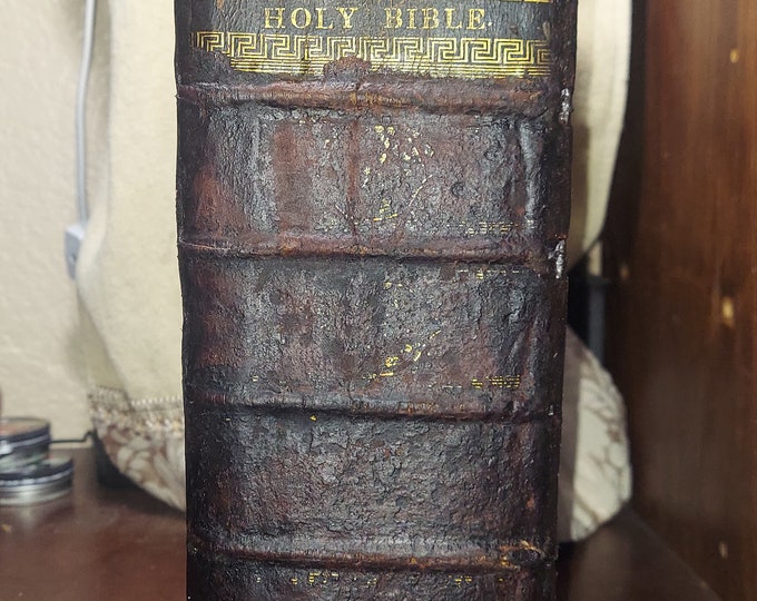 Holy Bible Antique 1821 Old New Testament Apocrypha Lg Leather ...