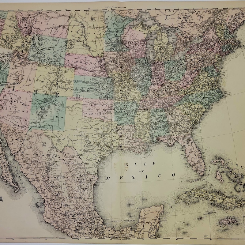 Antique Wall Map - Etsy