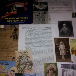 Paper Lot Antique & Vintage 1780-1980s Art Ephemera Ads Collage Mid ...