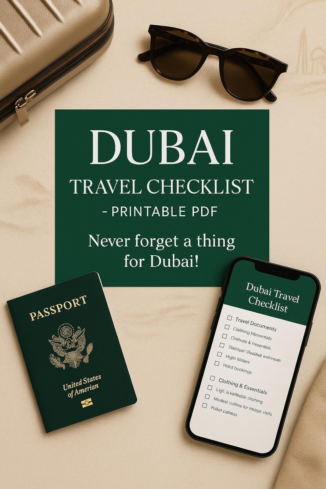Dubai Travel Checklist: Printable Vacation Packing List - Etsy