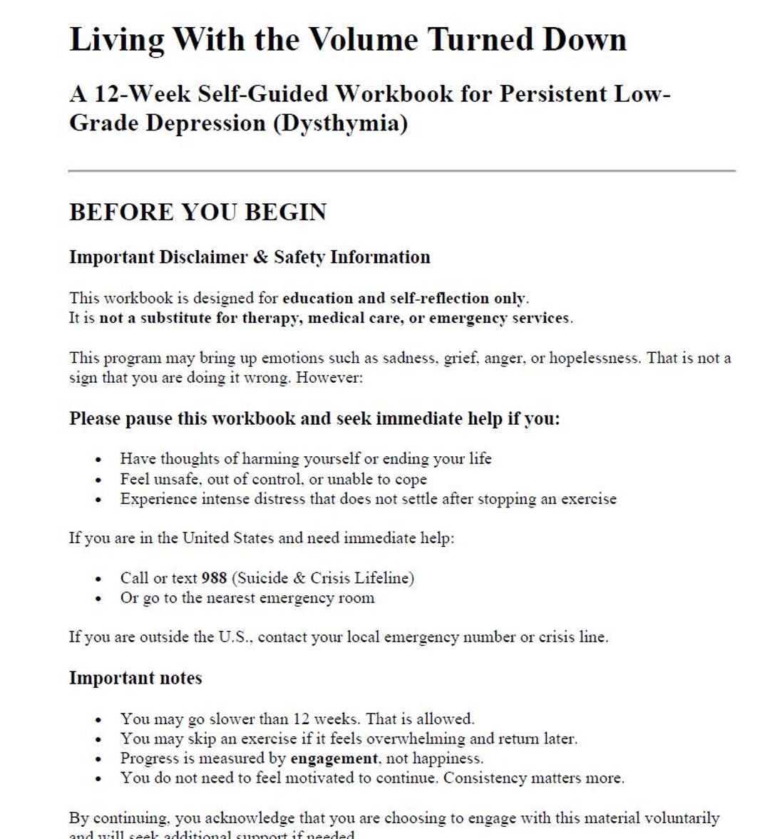 Living With the Volume Turned Down | A 12-week Workbook for Chronic Low ...