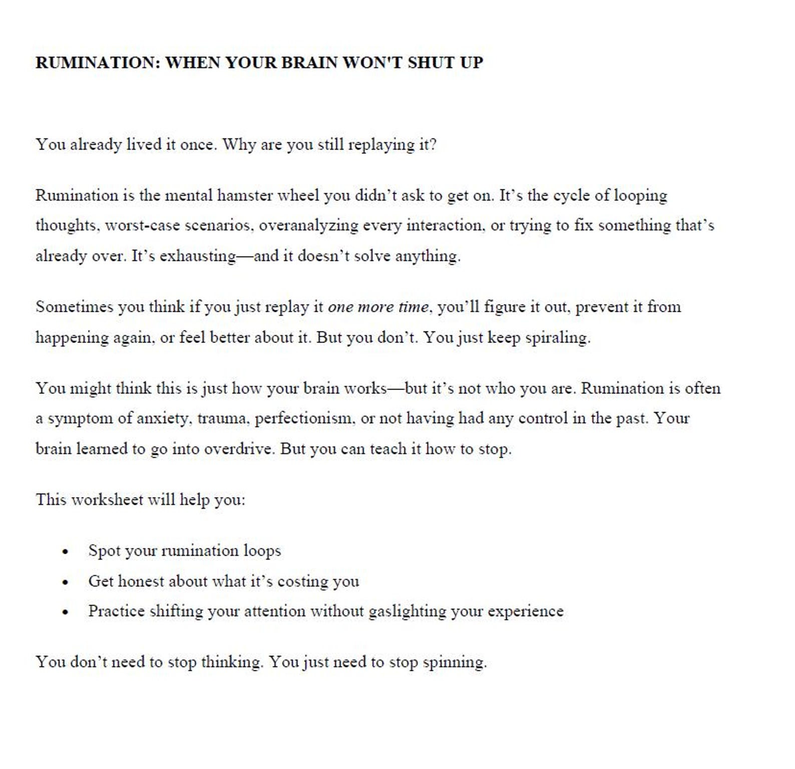 Rumination: When Your Brain Won’t Shut Up - Etsy