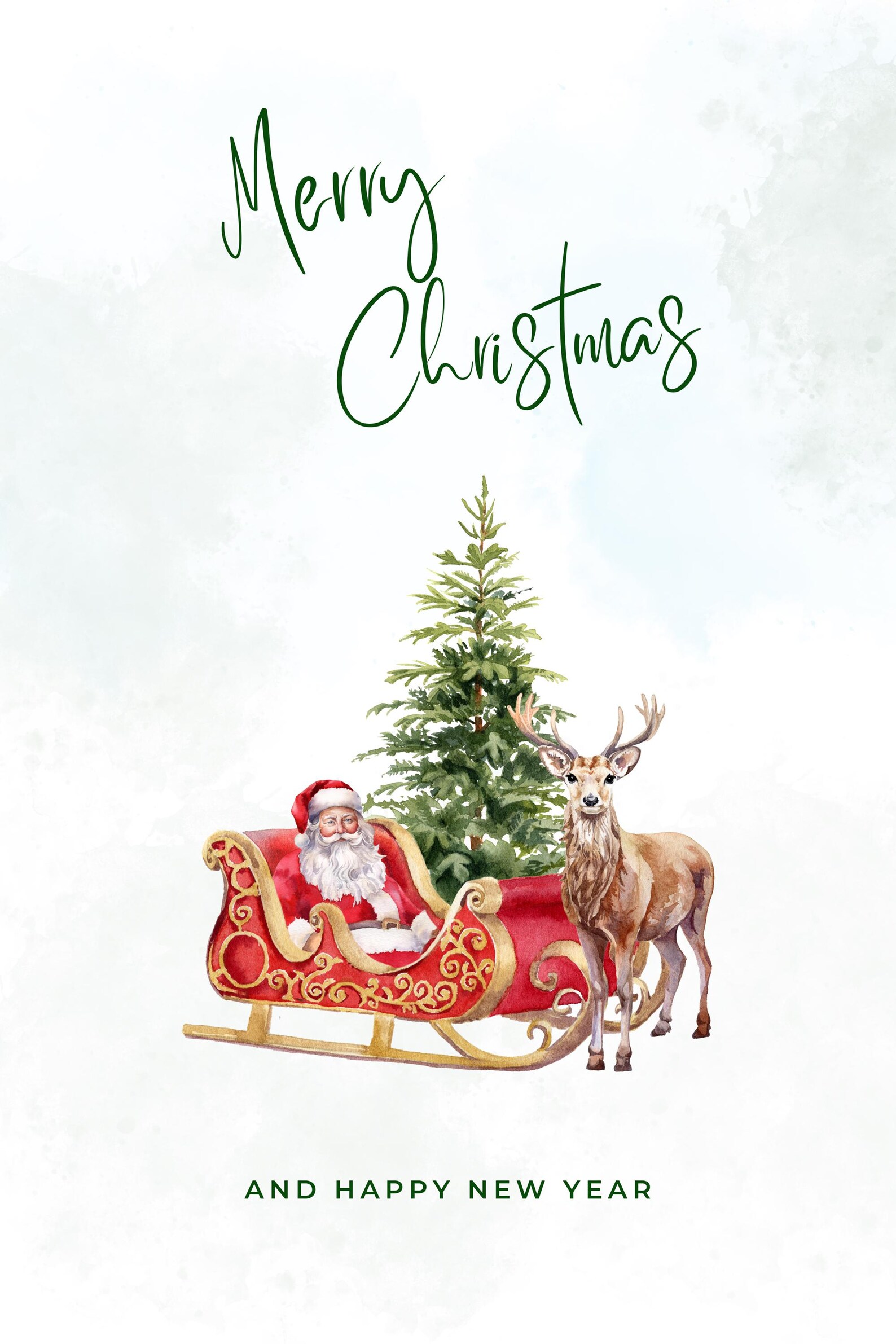 Watercolor Christmas Card Bundle: Printable Holiday Cards (digital ...
