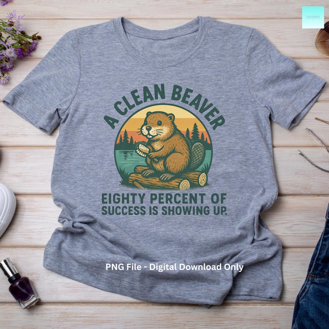 Clean Beaver Retro PNG | Funny Woodland Badge Quote Clipart for T ...