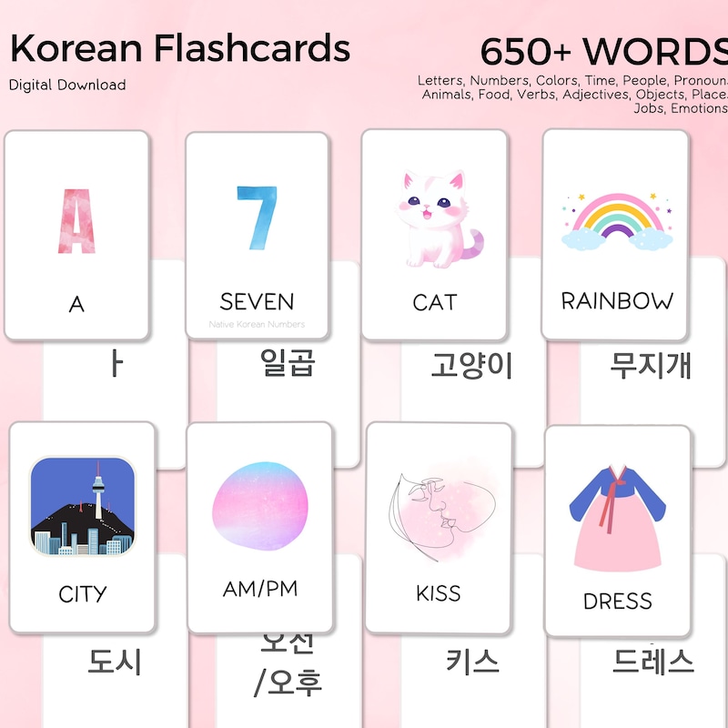 Korean Flashcards - Etsy