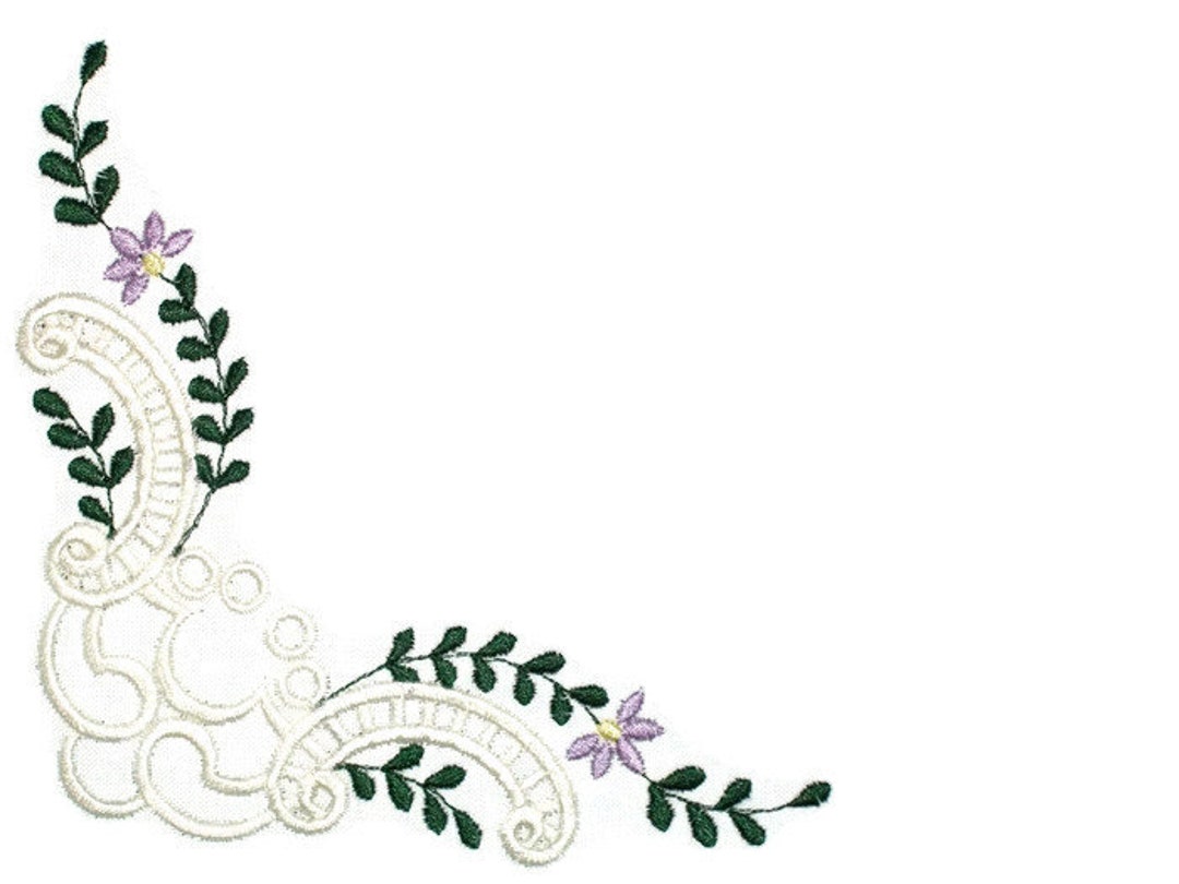 Filigree Scroll With Greenery Floral Embroidered Quilt Label, to ...