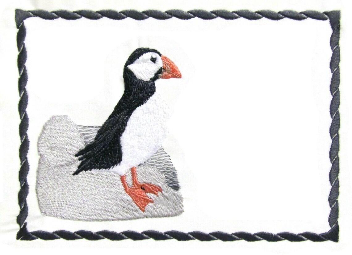 Puffin Bird Embroidered Quilt Label to Customize With Your - Etsy