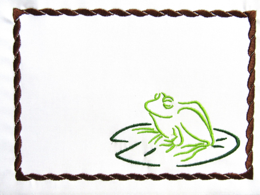 Frog on Lily Pad Embroidered Quilt Label to Customize With Your ...