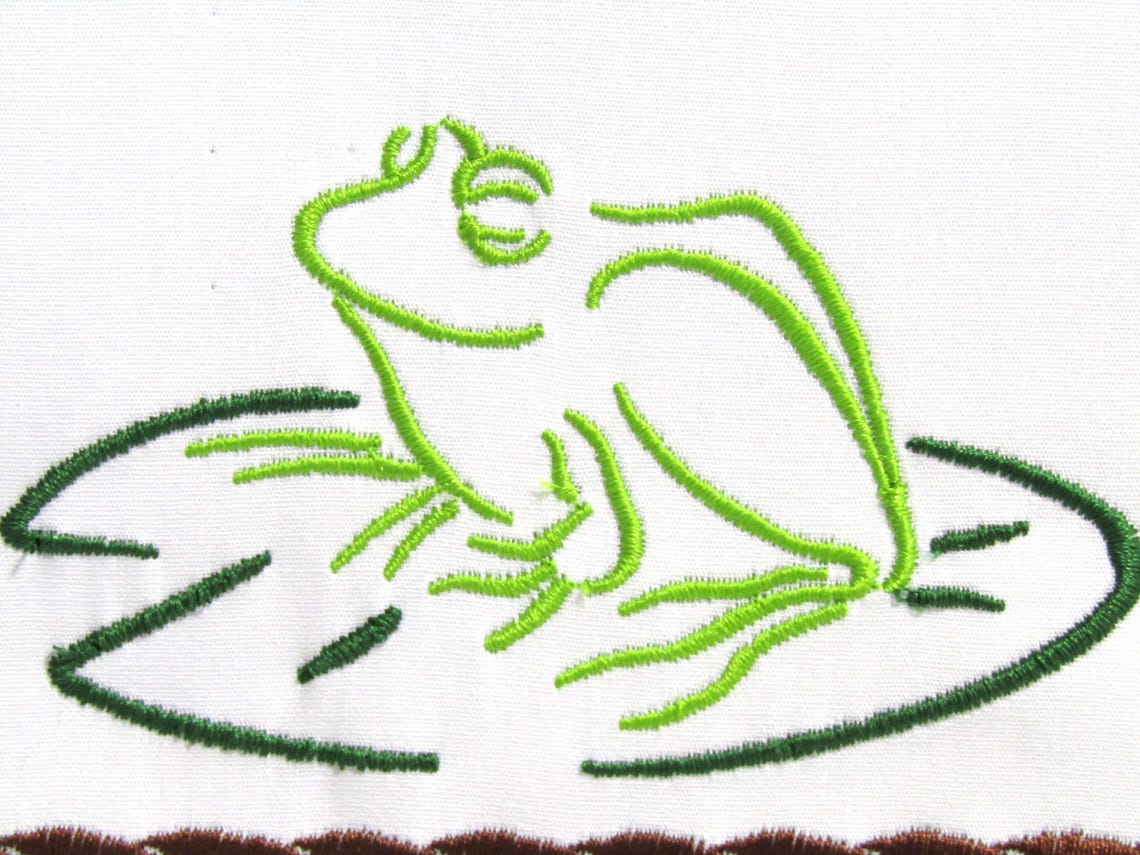 Frog on Lily Pad Embroidered Quilt Label to Customize With Your ...