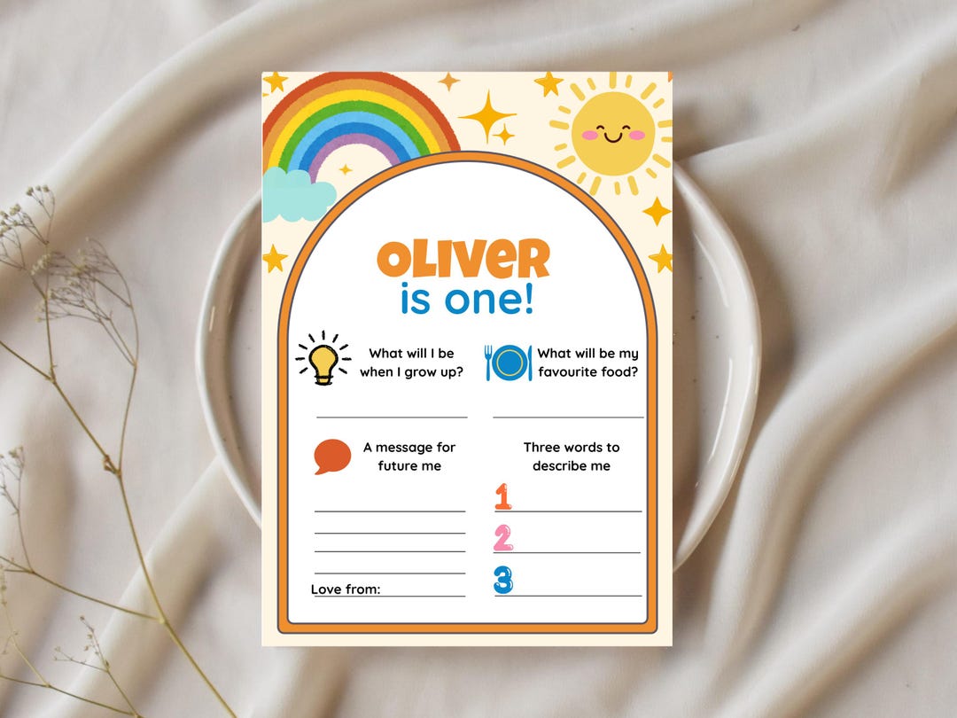 First Birthday Time Capsule Template: Keepsake Prediction Cards (canva ...