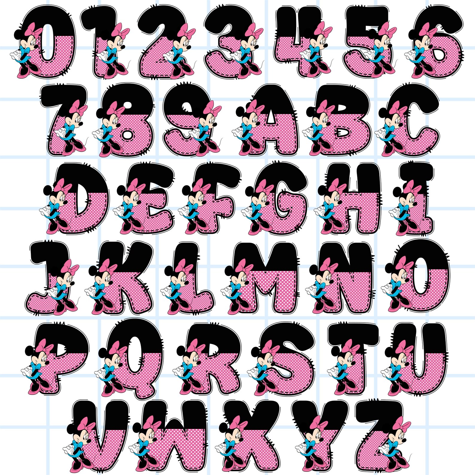 Mickey Alphabet PNG Bundle | Cartoon Letters for DTF Sublimation ...