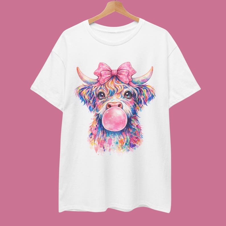 Coquette Cow Rainbow Watercolor PNG | Bubblegum Cow Clipart ...