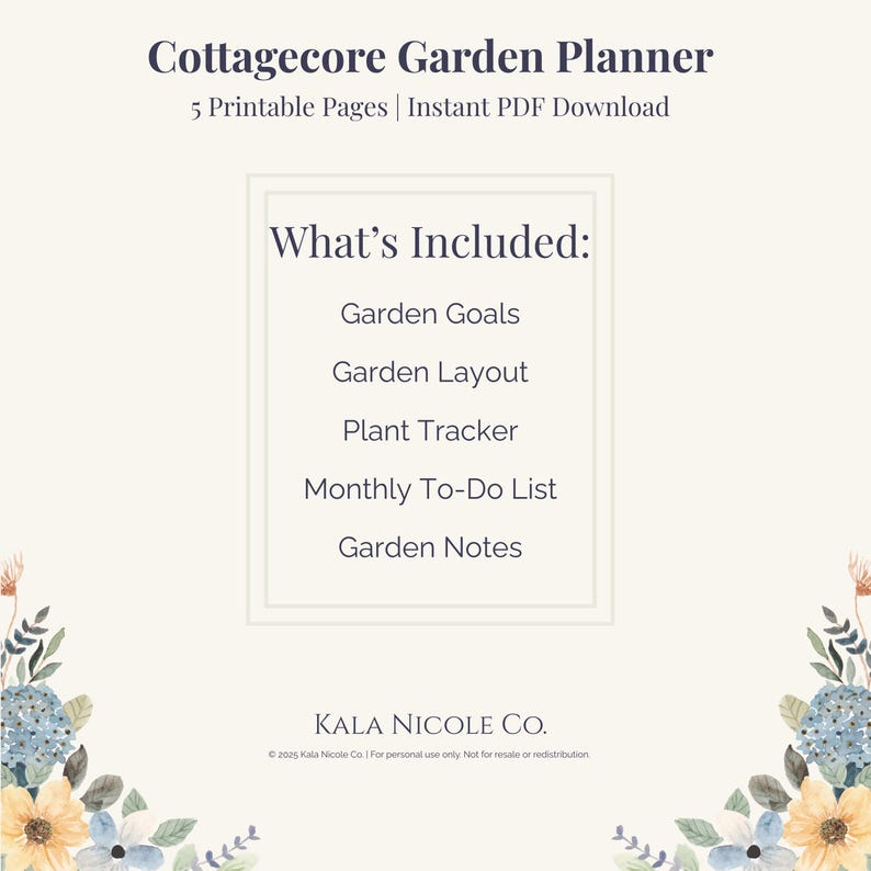 Cottagecore Garden Planner | Printable Plant Tracker (digital Download ...