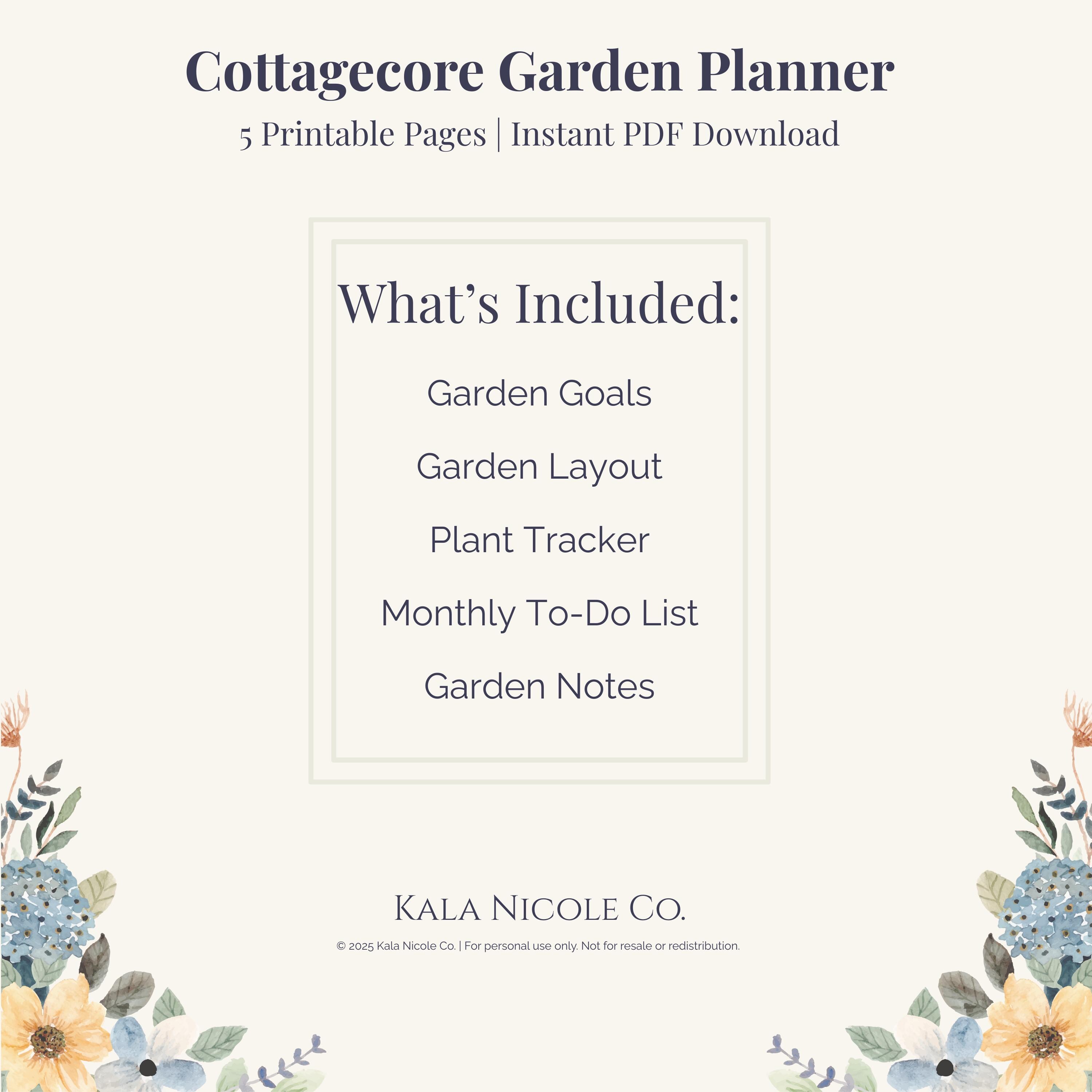 Cottagecore Garden Planner | Printable Plant Tracker (digital Download ...