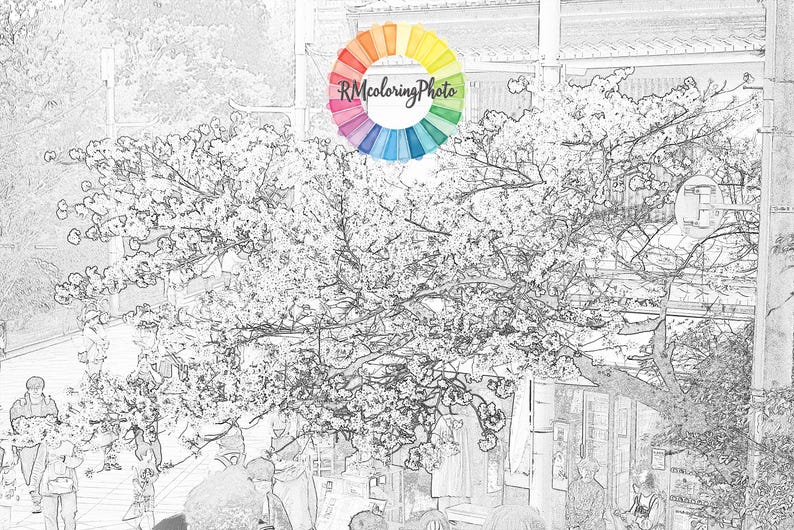 Street Photography Coloring Page - Adult and Kids Coloring Book, Japan ...