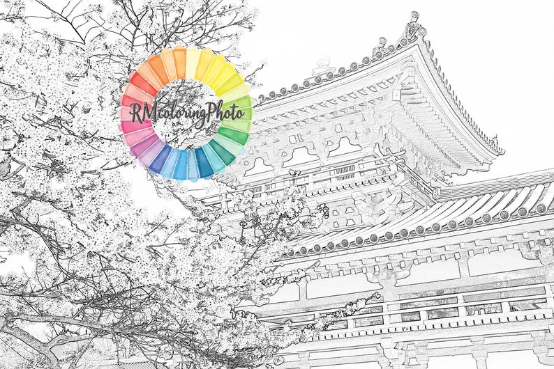 Street Photography Coloring Page - Adult and Kids Coloring Book, Japan ...