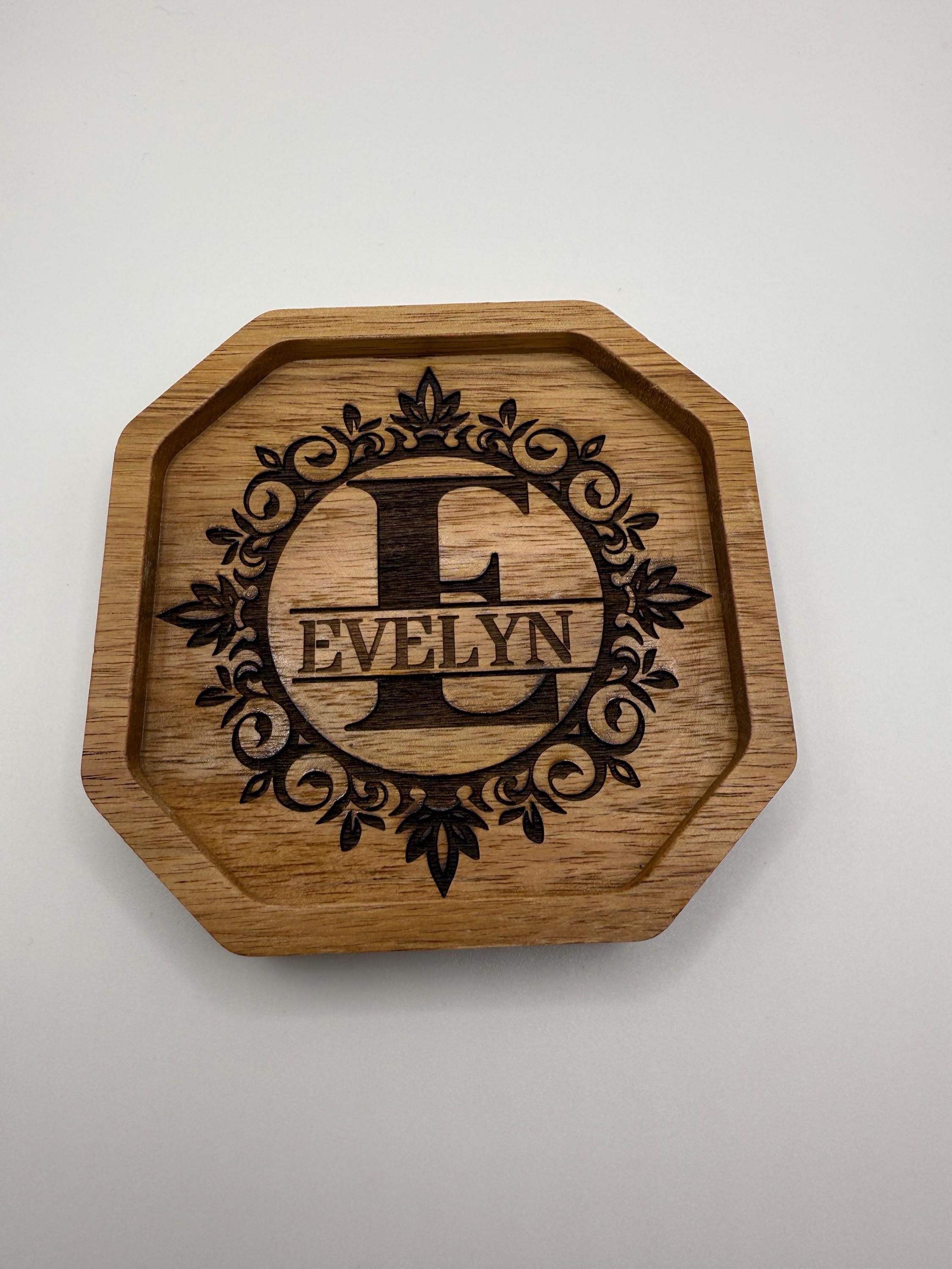 Personalized Engraved Wood Coaster Set - Custom Names and Designs, Gift ...
