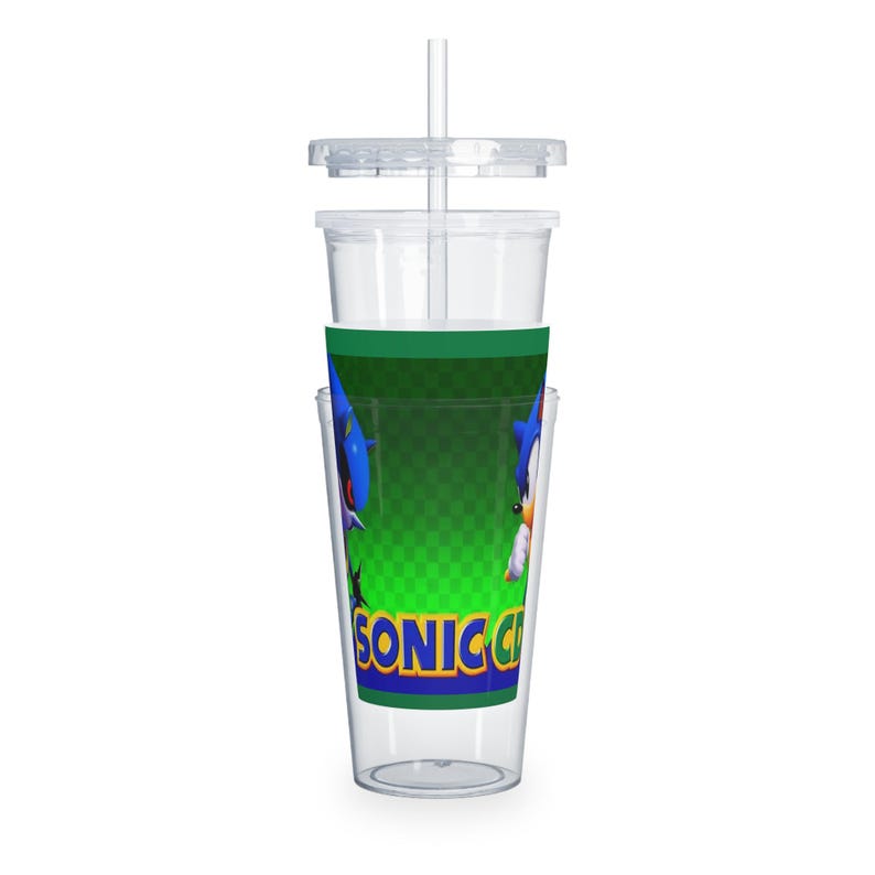 Sonic CD Metal Sonic and Sonic Plastic Tumbler With Straw, Video Game ...