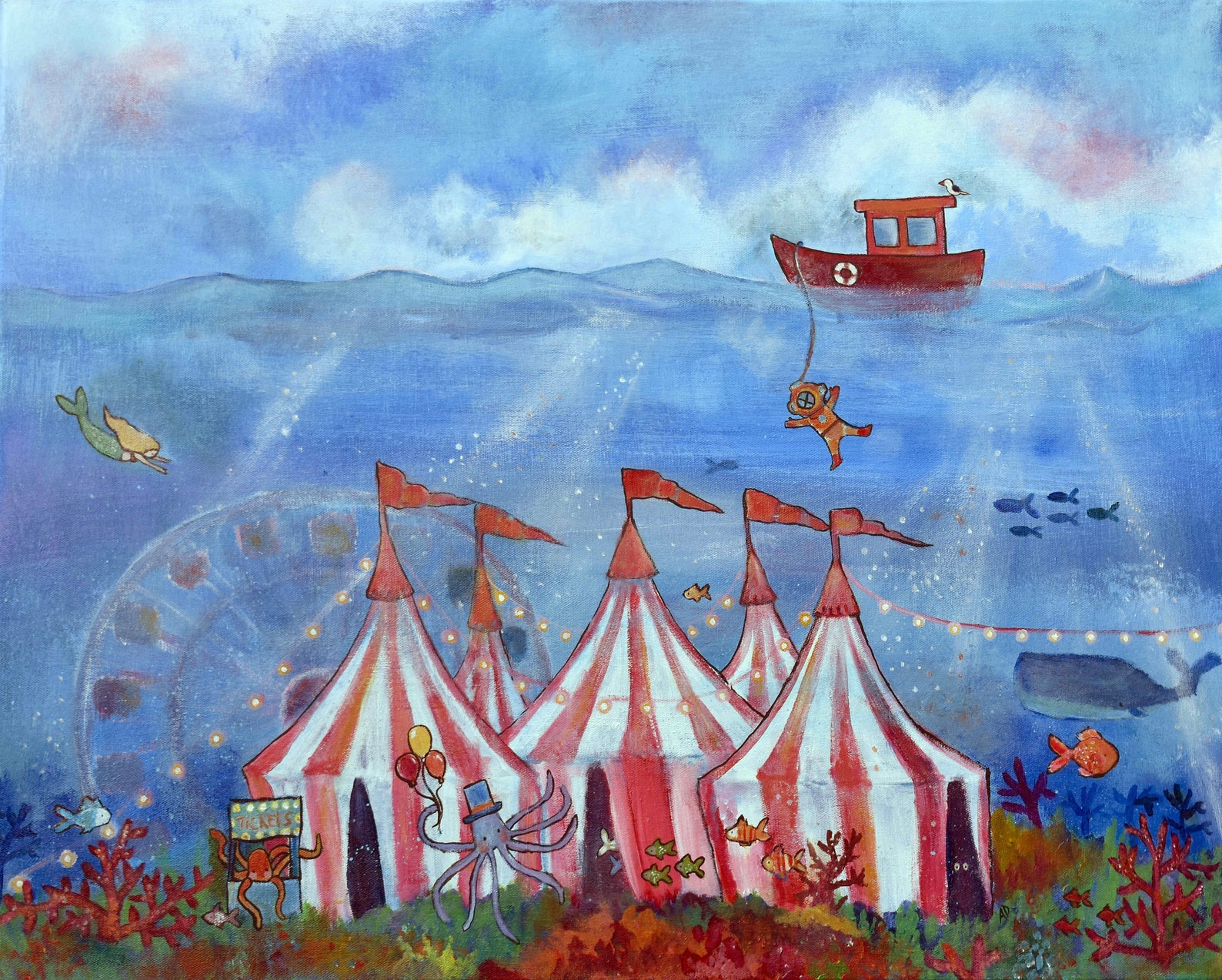 Underwater Circus Art Print Nursery Wall Art Children Room Decor ...