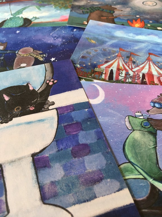 Whimsical Art Postcard Set of 6 Childrens Art Kids Artwork - Etsy