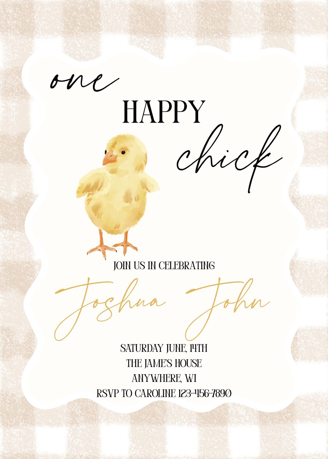 One Happy Chick Invite Template - Etsy