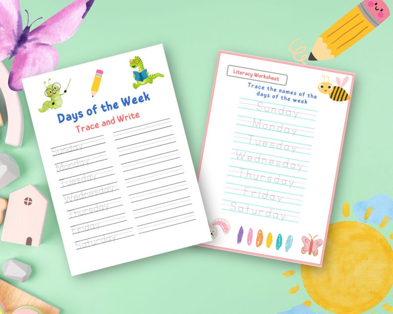 Days of the Week Preschool Worksheets | Tracing, Coloring, Matching ...