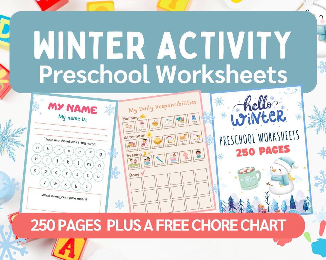 Winter Preschool Worksheets Bundle – 250 Printable Activities for ...
