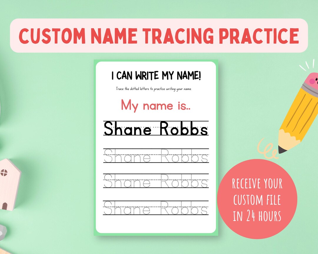 Personalized Name Tracing Worksheet, Custom Handwriting Practice ...