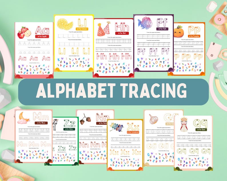 Printable Alphabet and Number Tracing Worksheets | Preschool and Pre-k ...