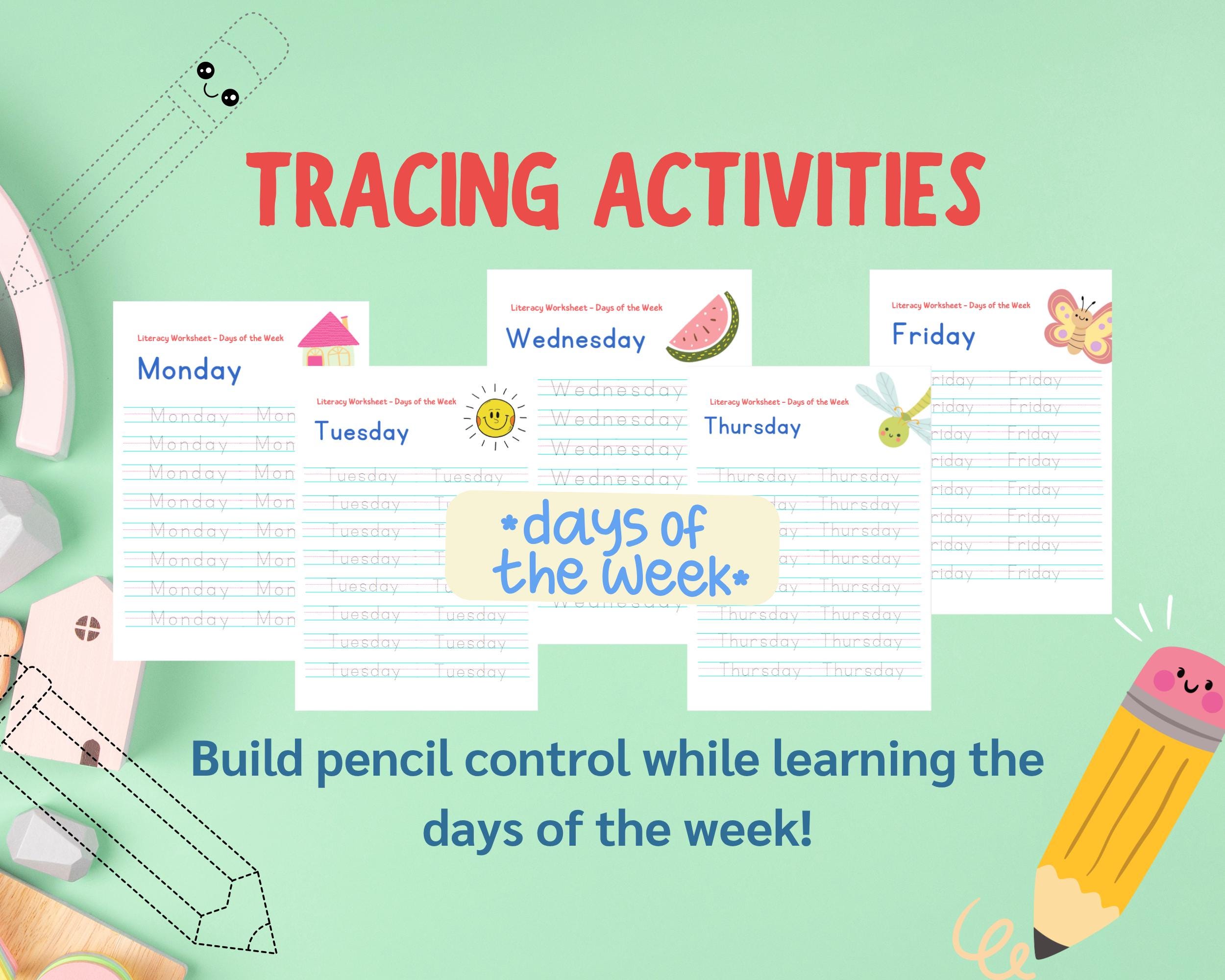 Days of the Week Preschool Worksheets | Tracing, Coloring, Matching ...
