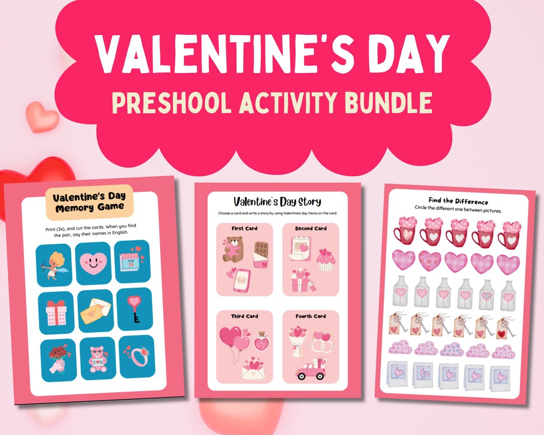 Valentine’s Preschool Learning Printables – Counting, Tracing, Scissor ...