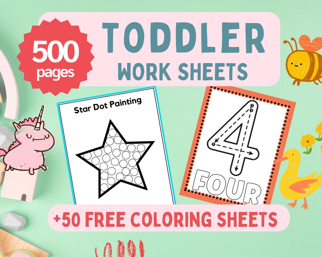 Toddler Worksheets Ages 2–4 Printable Bundle | 500+ Pages Fine Motor ...