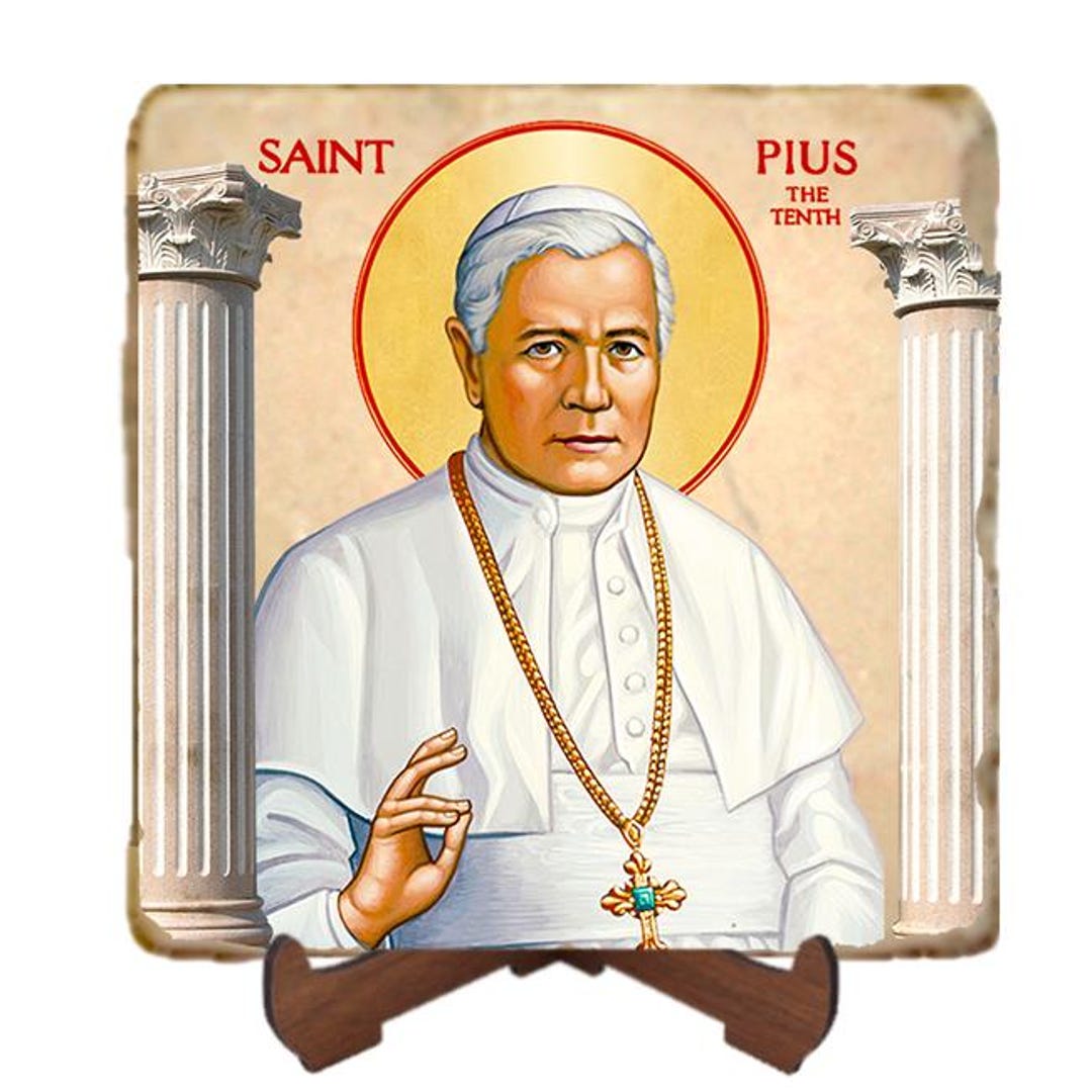 Handmade St. Pius Marble Icon: Christian Prayer Gift - Etsy