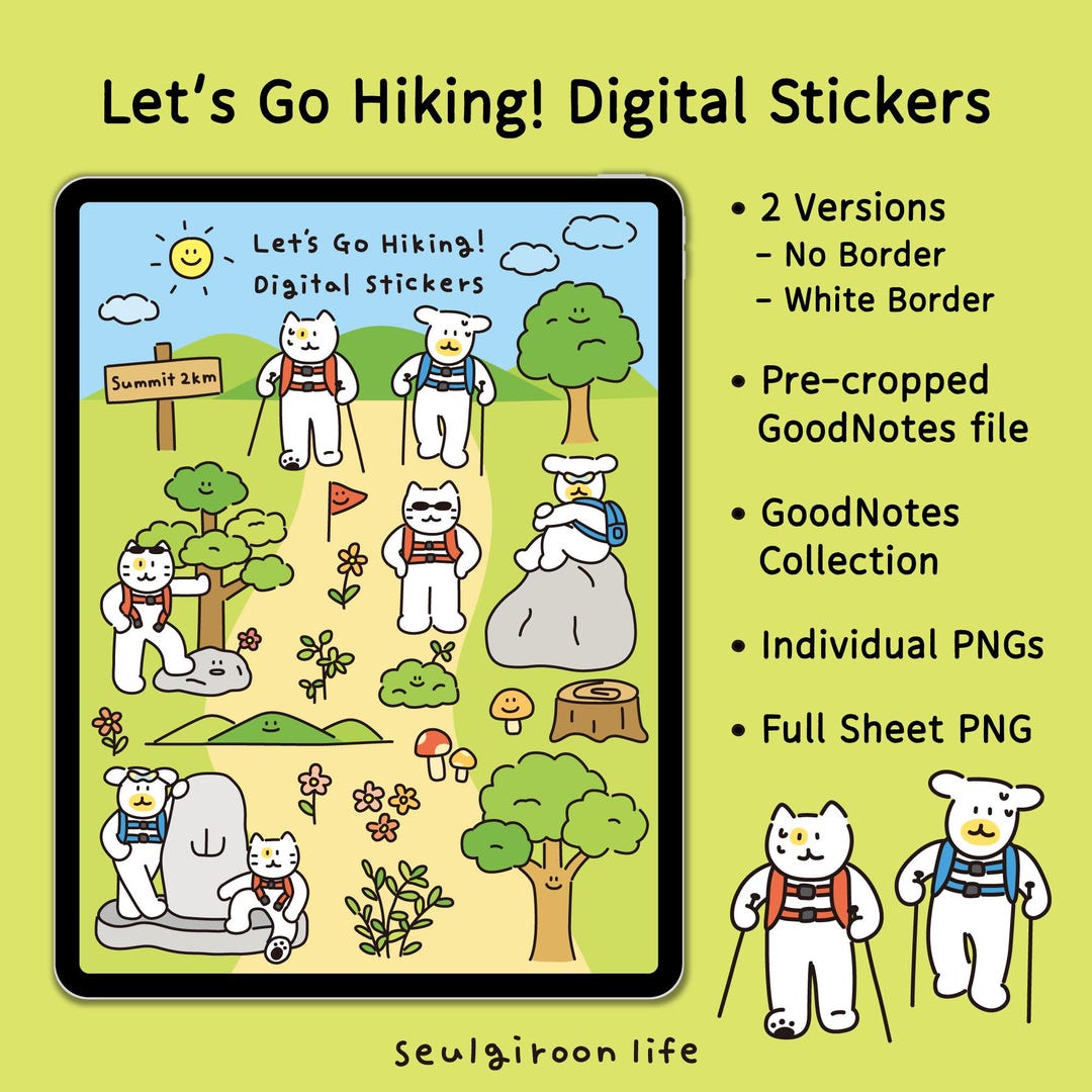 Let’s Go Hiking | Cute Hiking Digital Stickers for Goodnotes | Pre ...