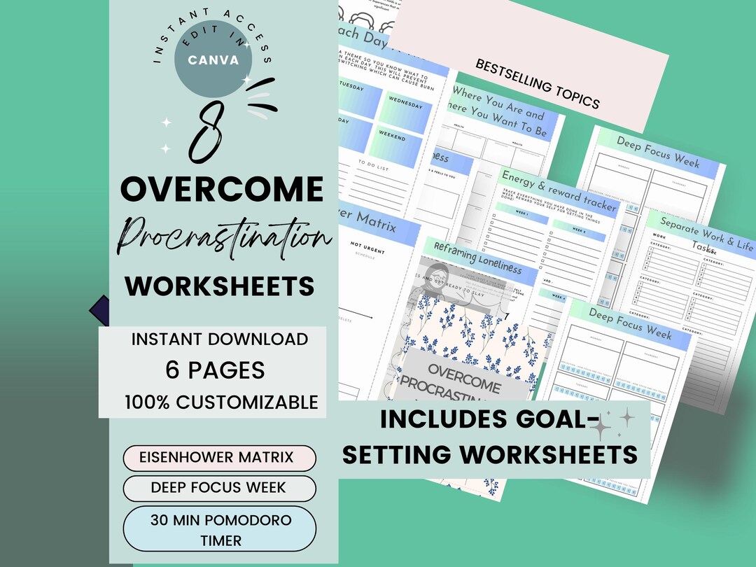 Procrastination Worksheet for Clients | Printable PDF | Therapist Self ...