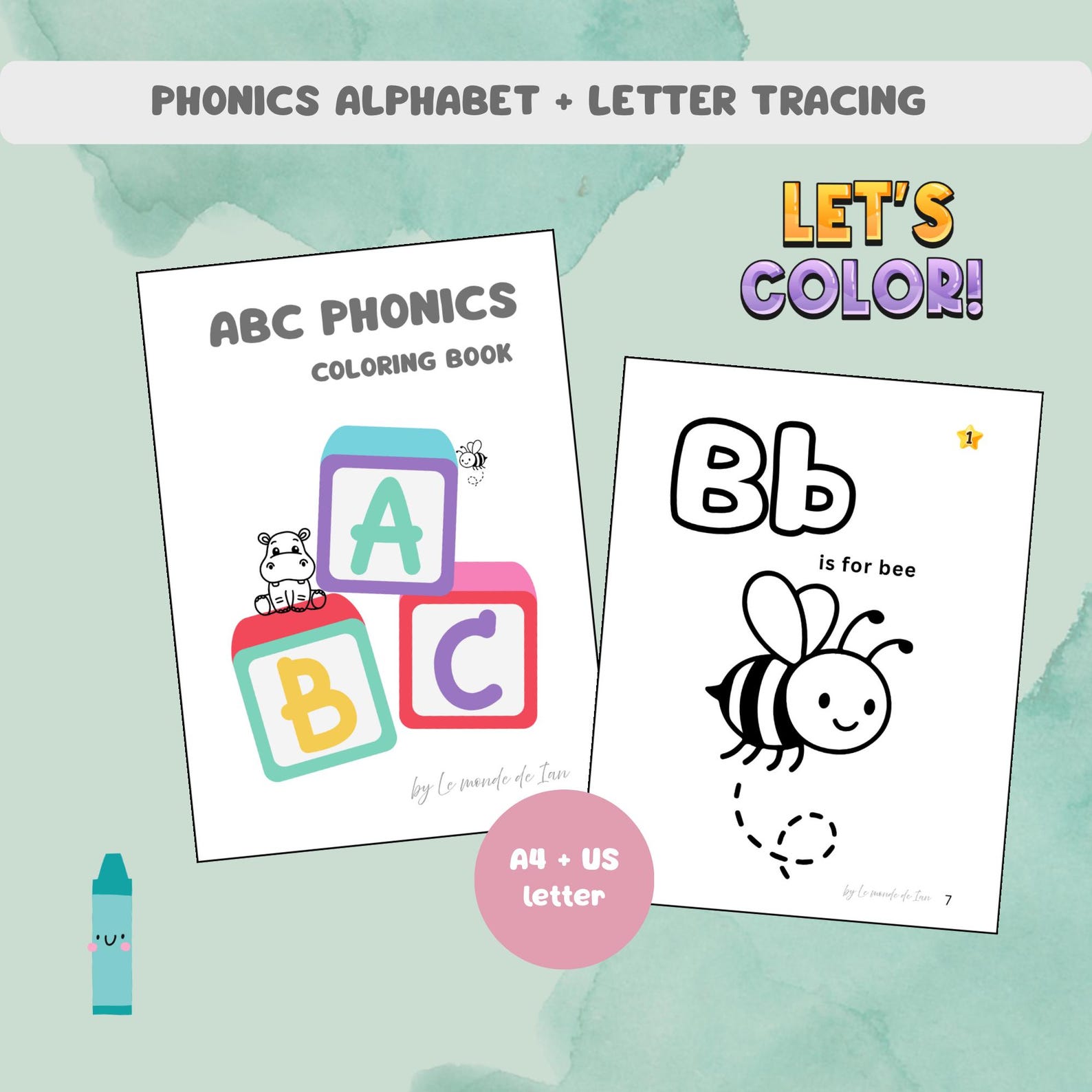 English Phonics ABC Coloring & Tracing Book for Kids Ages 2–6 ...
