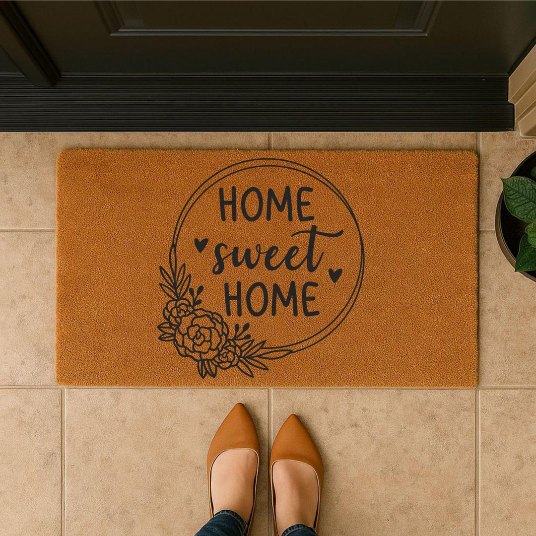 Floral Coir Doormat: Home Sweet Home Welcome Mat - Etsy