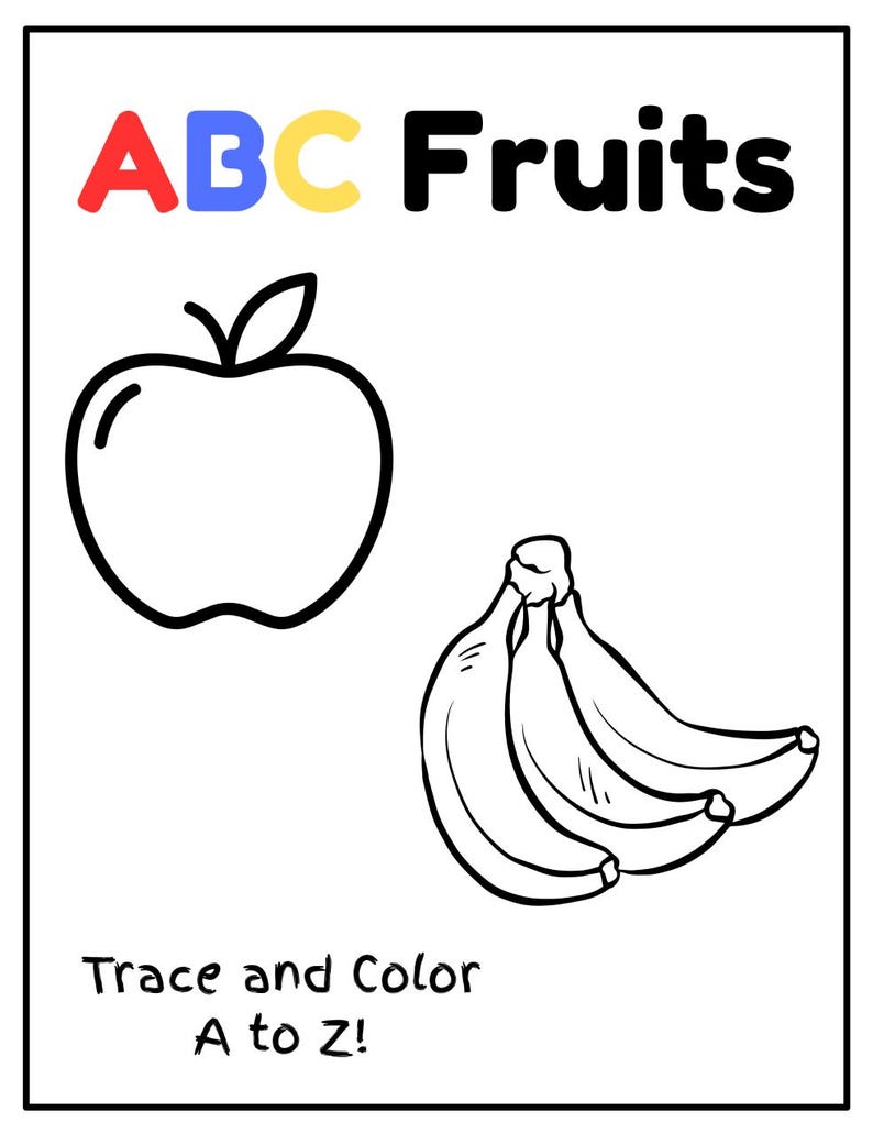 Fruit Alphabet Coloring & Tracing Book for Kids | A–Z Printable PDF - Etsy
