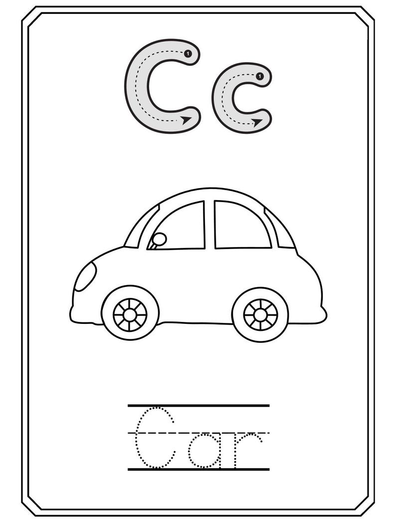 Vehicle Alphabet Coloring Book for Kids | A–Z Trace and Color PDF - Etsy
