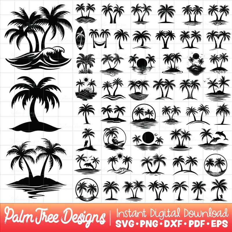 Palm Tree Svg - Etsy