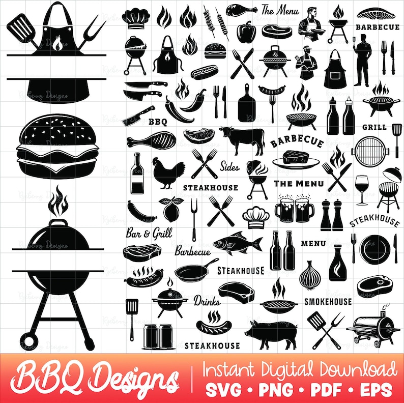 BBQ SVG Bundle, Grilling SVG, Grill Png, Summer Barbecue Clipart, Cut ...