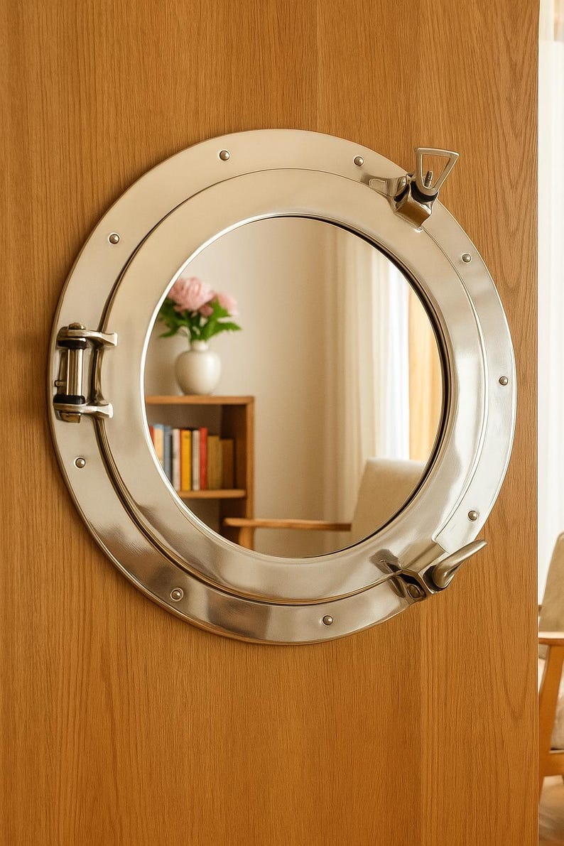 Chrome Nautical Porthole Mirror: Coastal Ship Window Wall Decor - Etsy