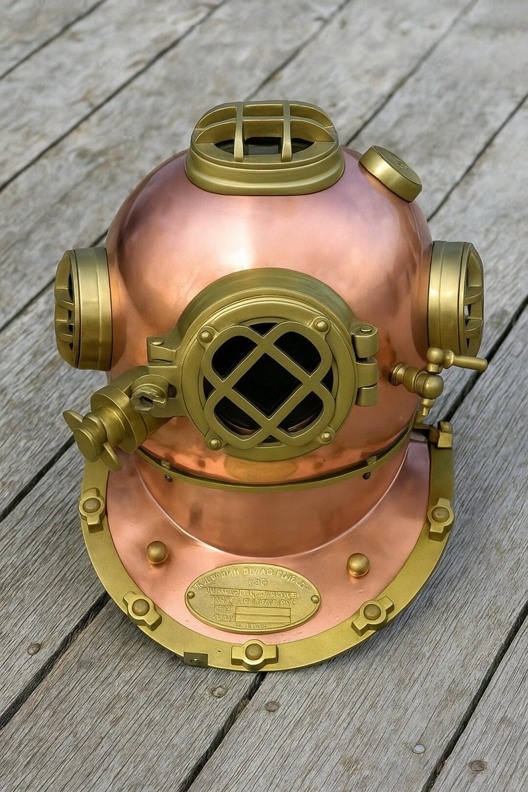 Antique Deep Sea Diver Helmet Replica | Aluminum Steel Nautical Helmet ...