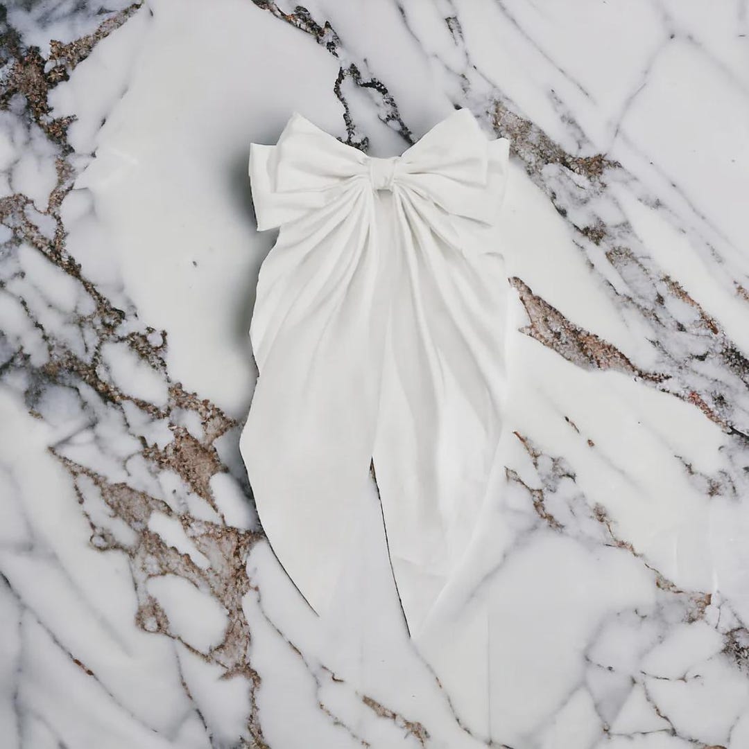 XL Extra Large White Ribbon Bow Hair Clip | White Hair Accessories ...