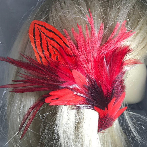 Red Feather Hat - Etsy